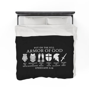 Black With White Armor of God Print - Plush Blanket - 3 Sizes Available ...