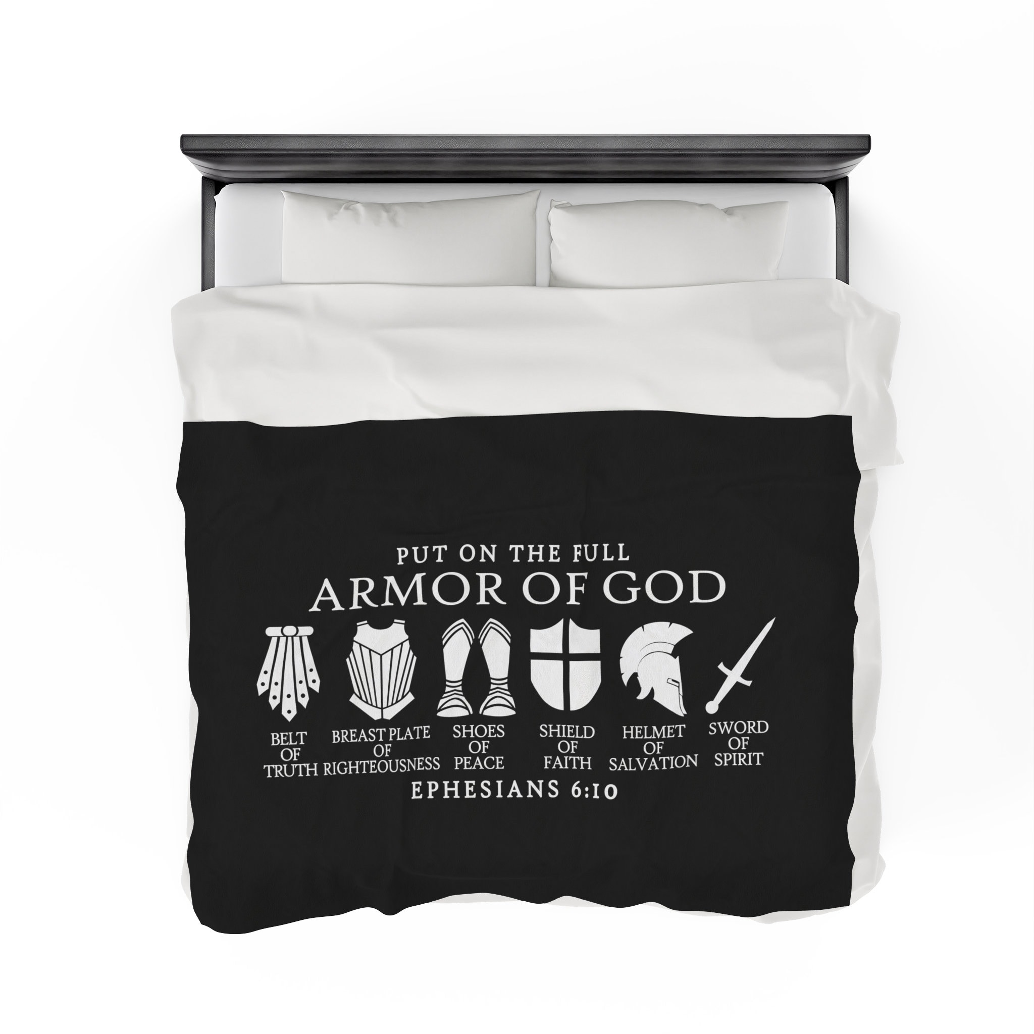 Black With White Armor of God Print - Plush Blanket - 3 Sizes Available ...