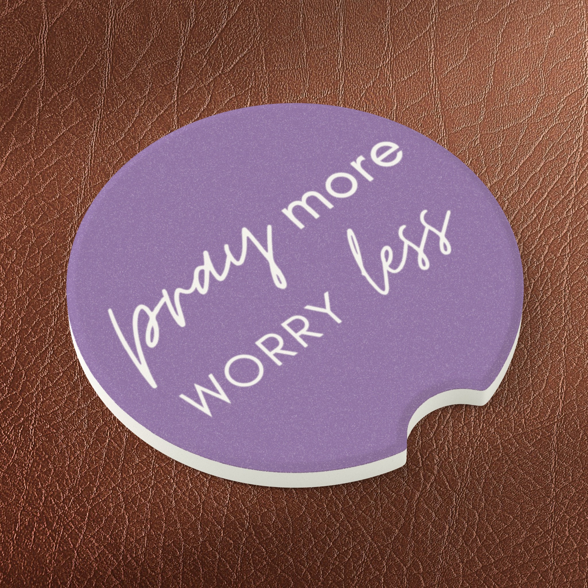Pray More Worry Less Soapstone Car Coaster Absorbent Spiritual, Buy 1 ...