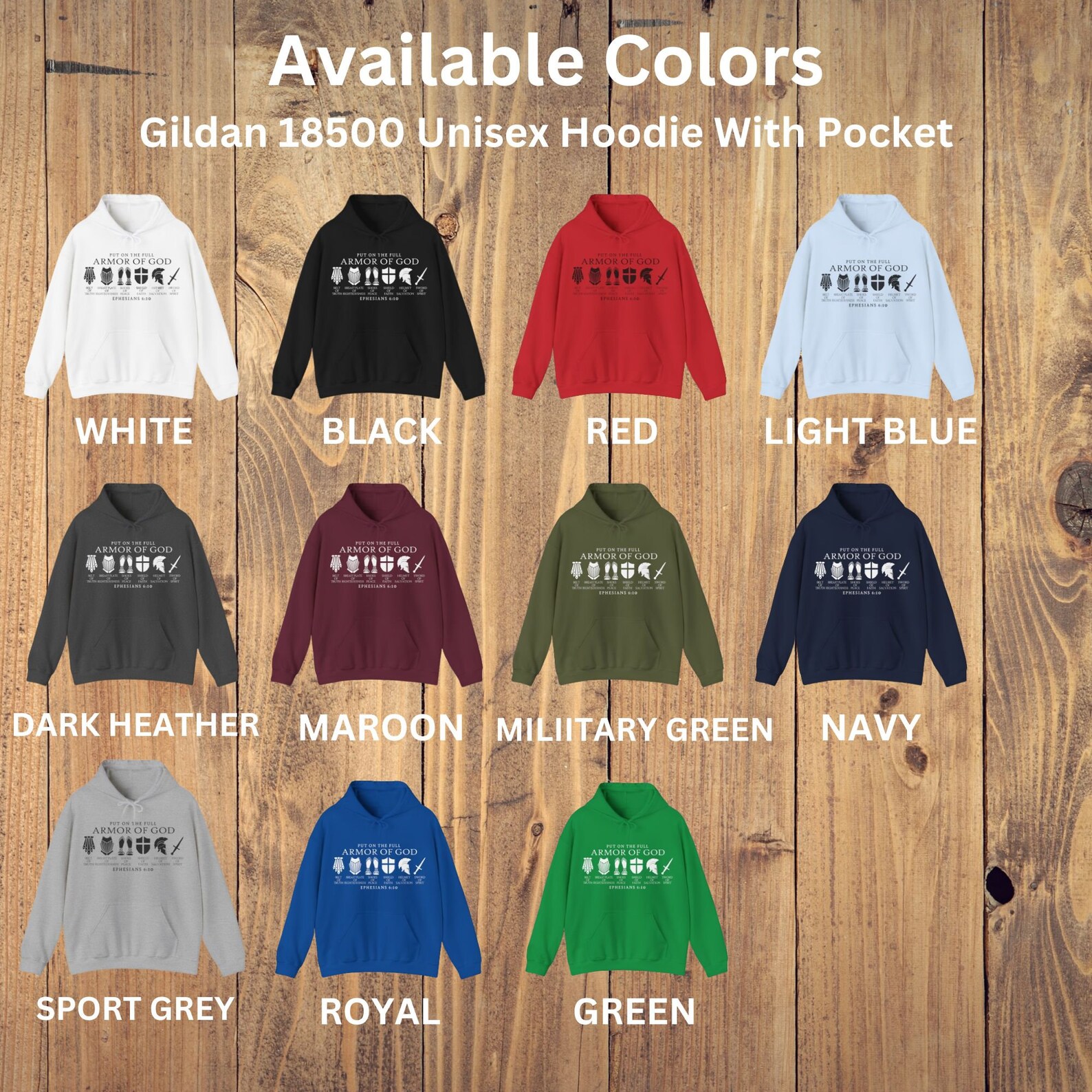 Religious Armor of God Hoodie, Christian Hoodie, Religious Hoodie, Gift ...