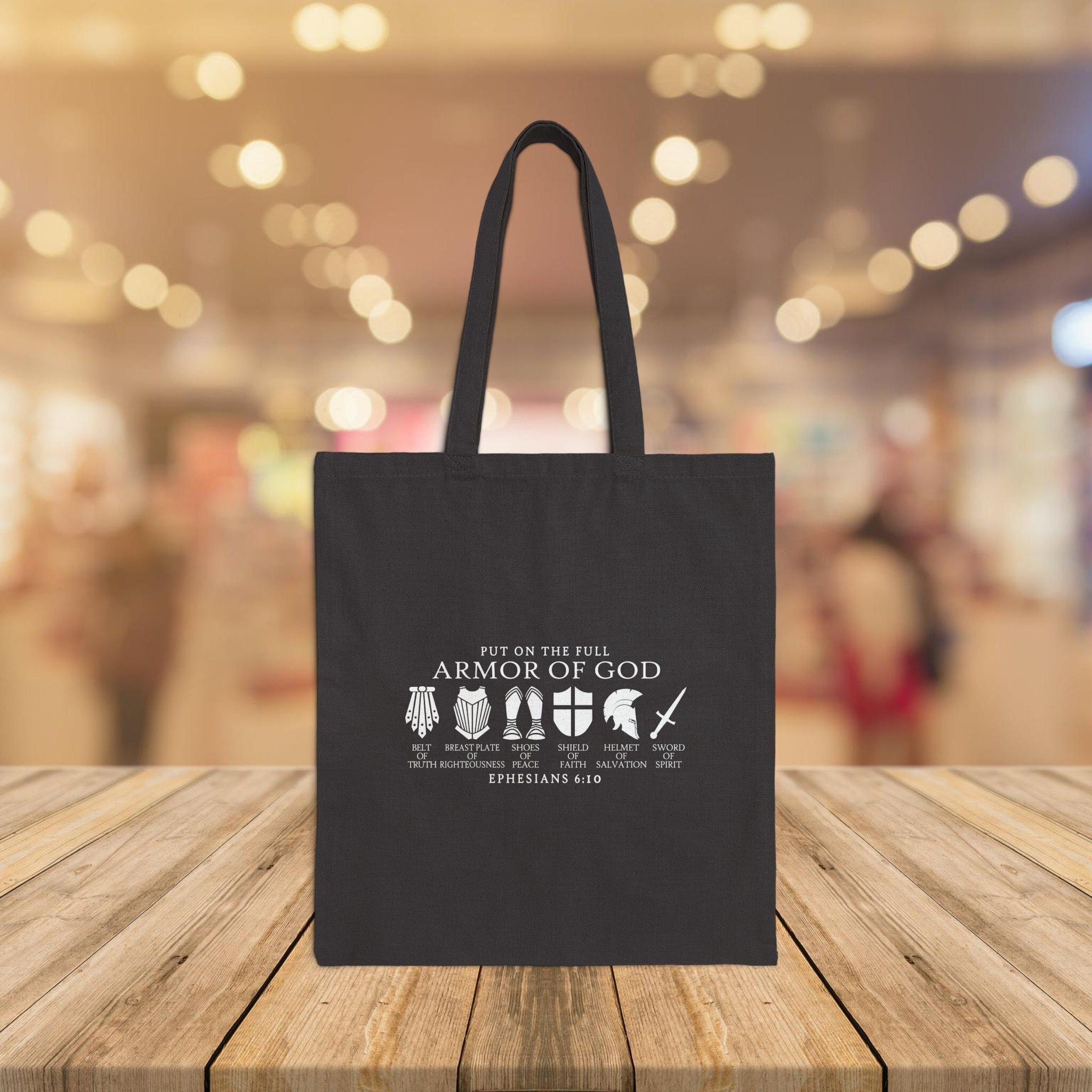 Custom Printed "put on the Full Armor of God" Tote Bag - 100% Cotton ...
