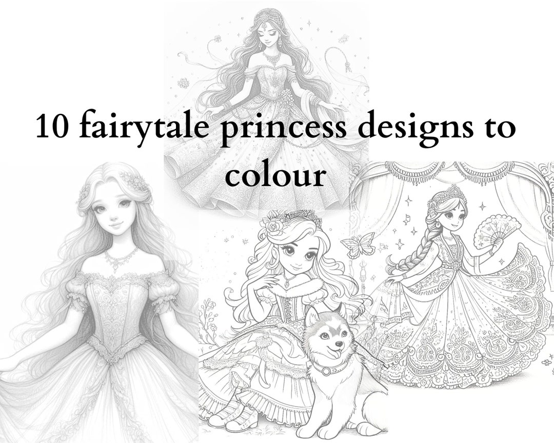 Princess Coloring Book Pages, Printable Designs, Drawings to Color for ...