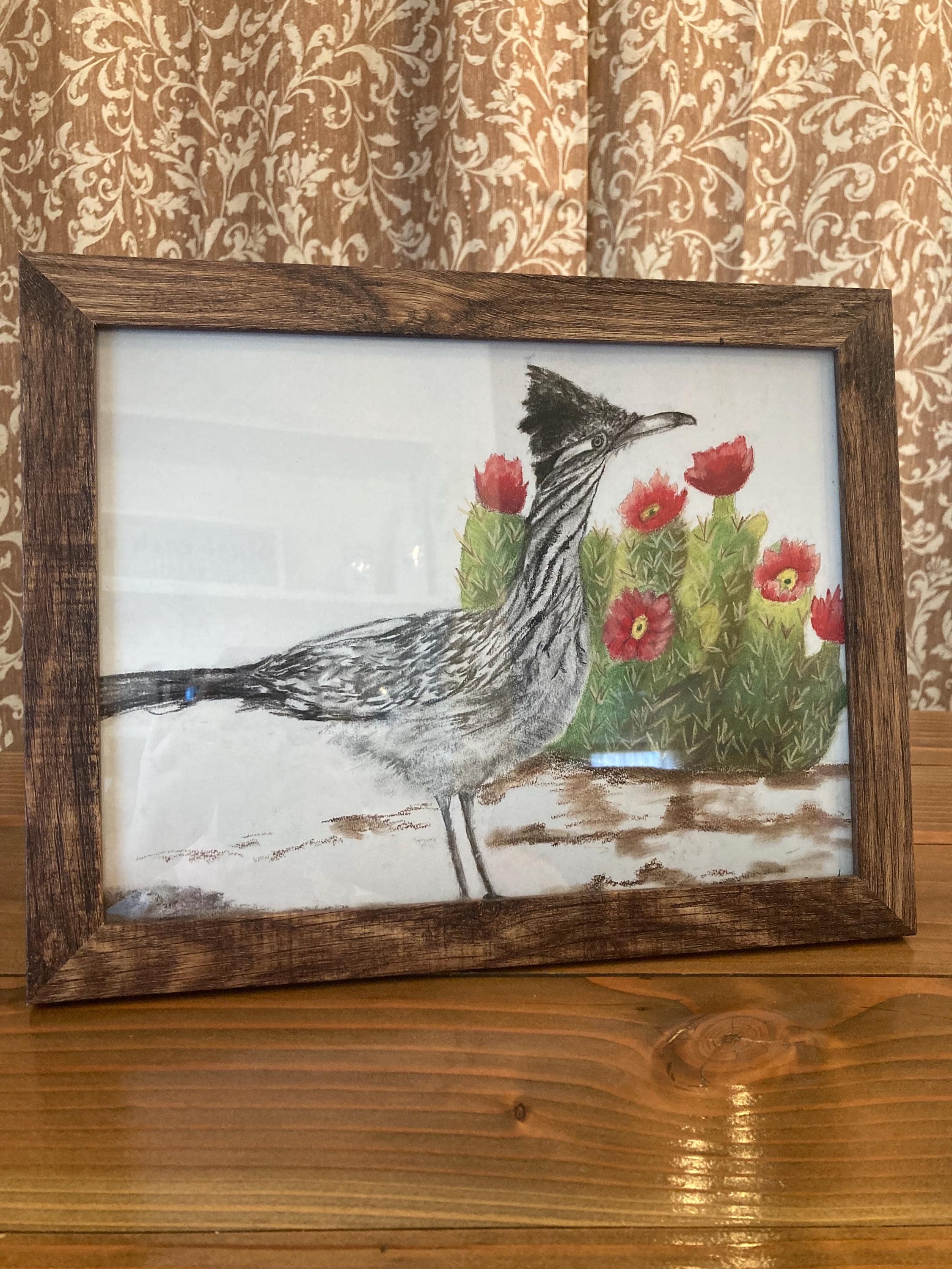 Framed Roadrunner Art Print, Charcoal and Pastel Giclée - Etsy