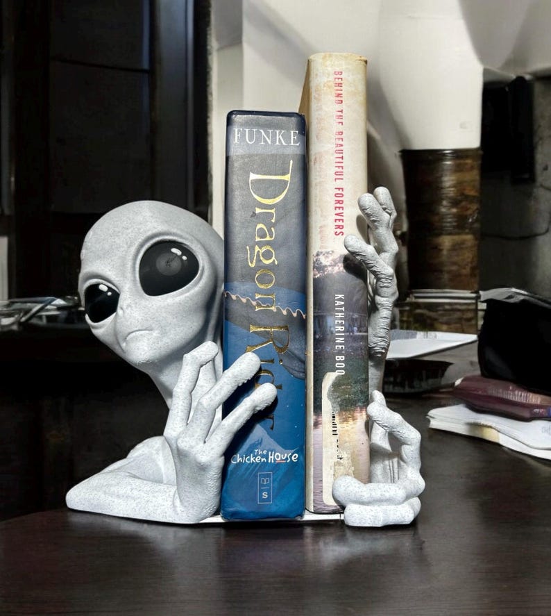 Hand Painted - Shelf Invader Bookend - Etsy