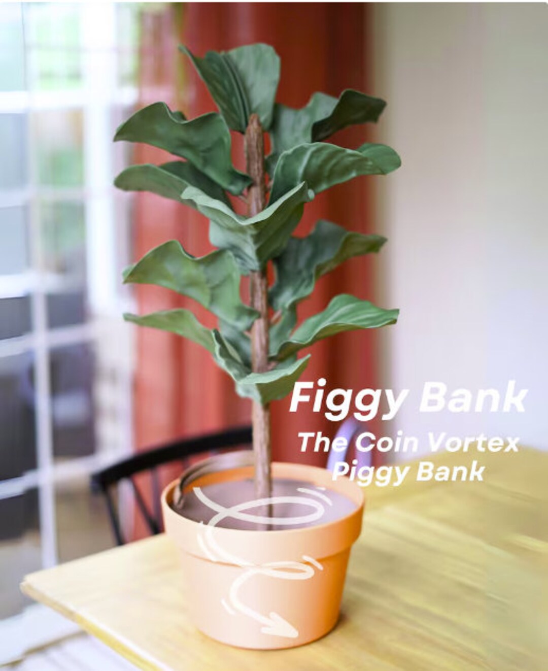Fig Plant Money Tree Piggy Bank Coin Funnel Pocket Change Fake House ...