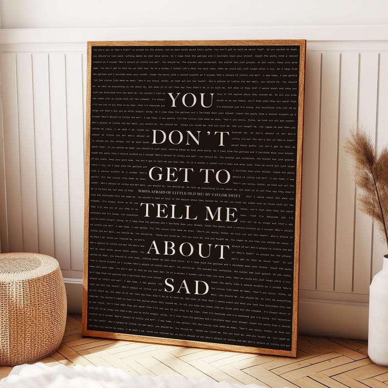 Whos Afraid of Little Old Me Lyric Poster, the Tortured Poets Urban ...