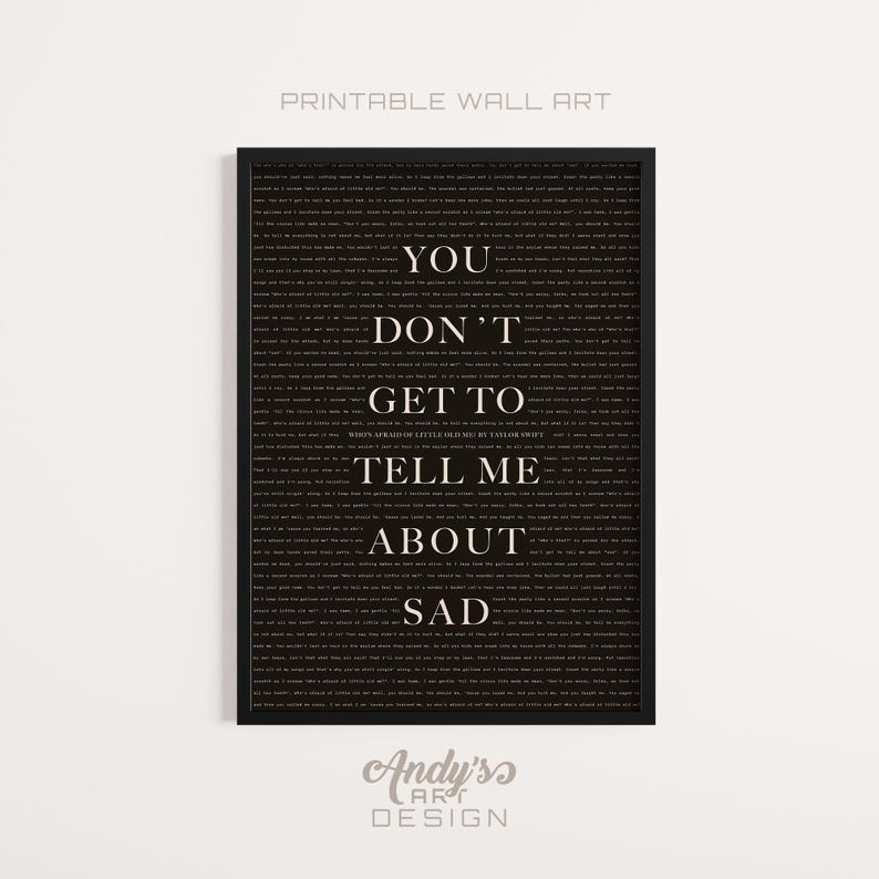 Whos Afraid of Little Old Me Lyric Poster, the Tortured Poets Urban ...