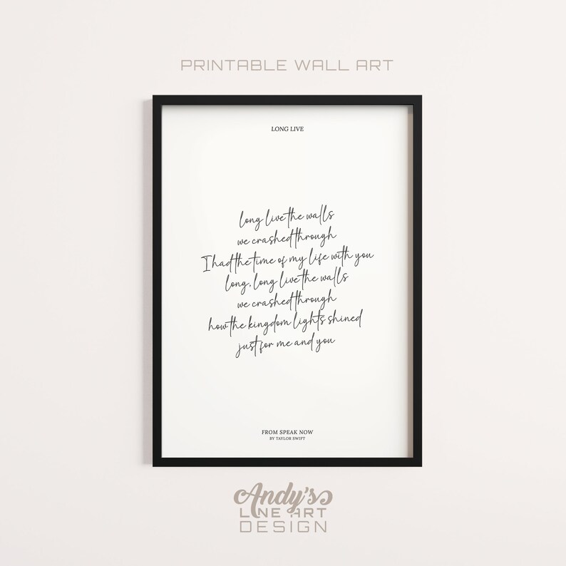 Long Live Printable Poster, Swiftie Quote Wall Art, Swiftie Lyric Wall ...