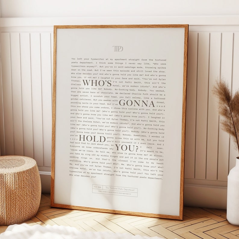 The Tortured Poets Department Lyric Printable Poster, the Tortured ...