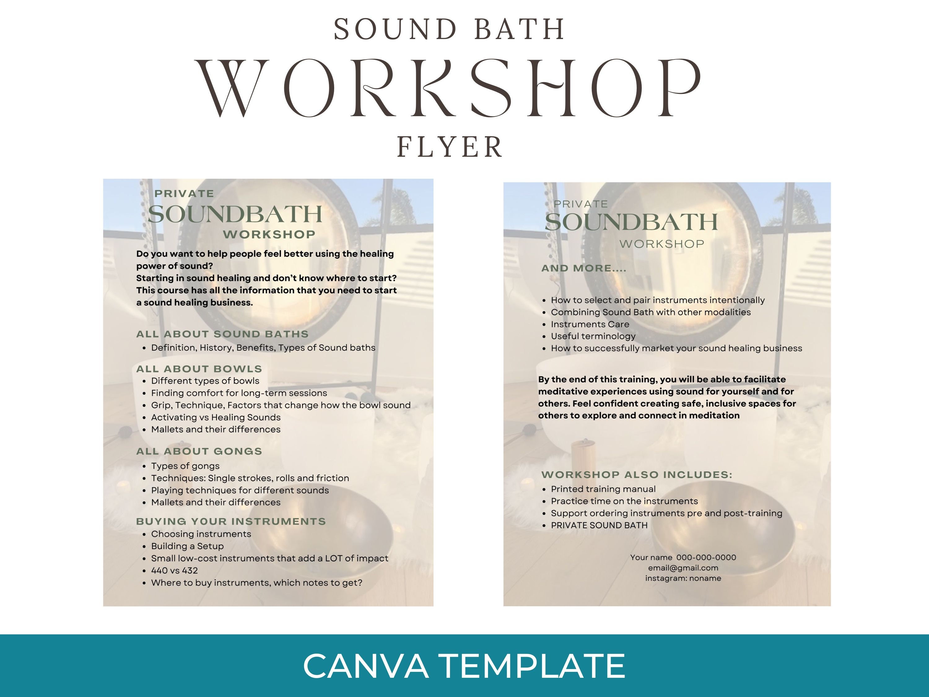 Sound Bath Workshop Flyer - Sound Bath Canva Template - Sound Healing ...
