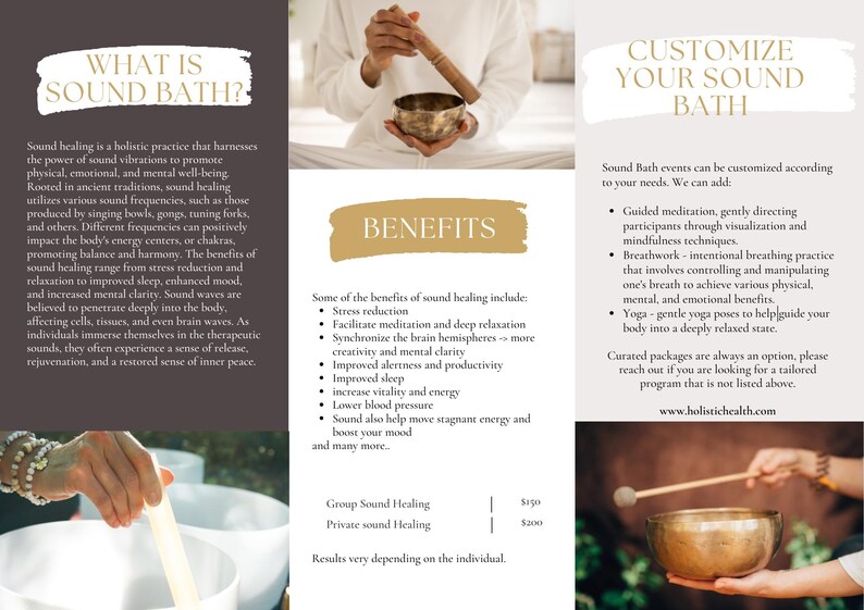 Sound Bath Trifold Brochure – Sound Healing Template - Etsy