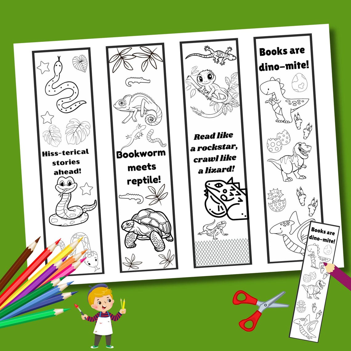 Reptile Coloring Bookmarks , Color Your Own Bookmarks, Kids Activities ...