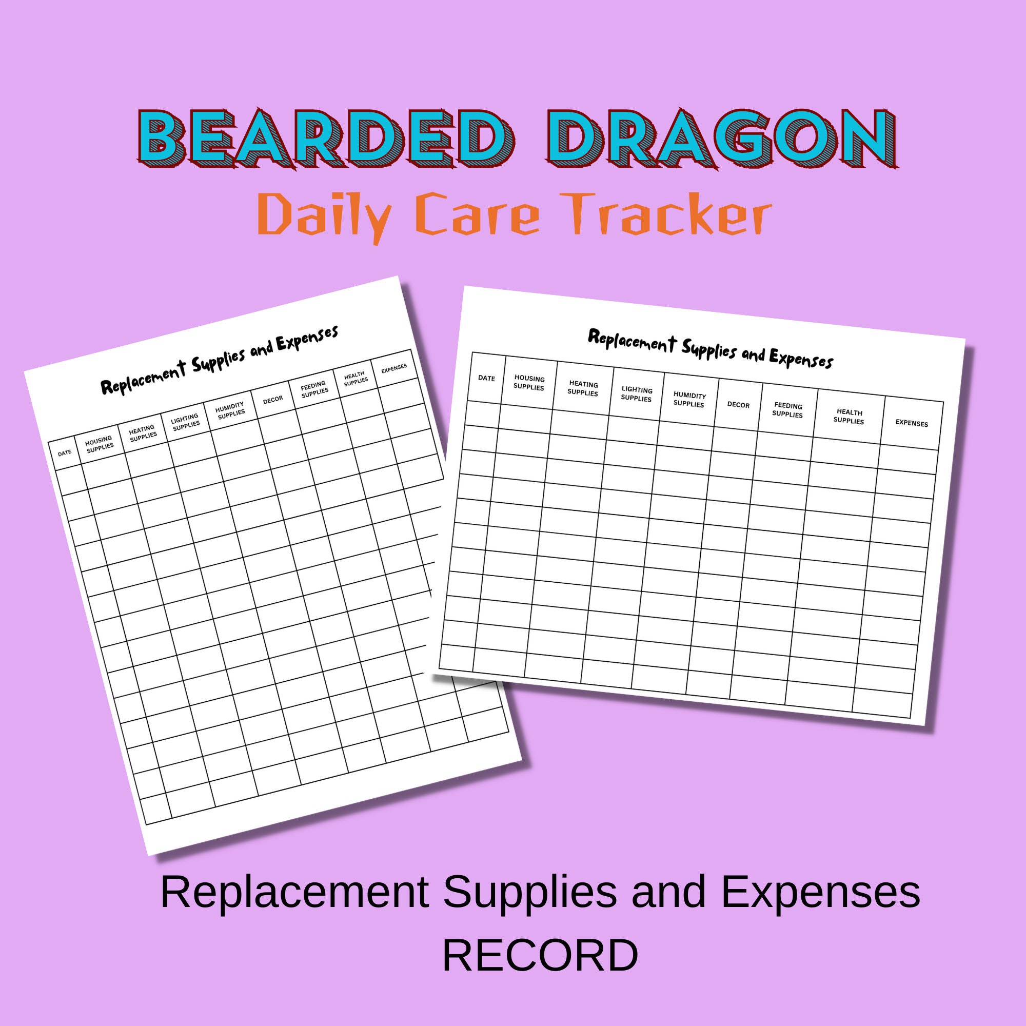 Printable Bearded Dragon Care Tracker, Bearded Dragon Chore Chart ...