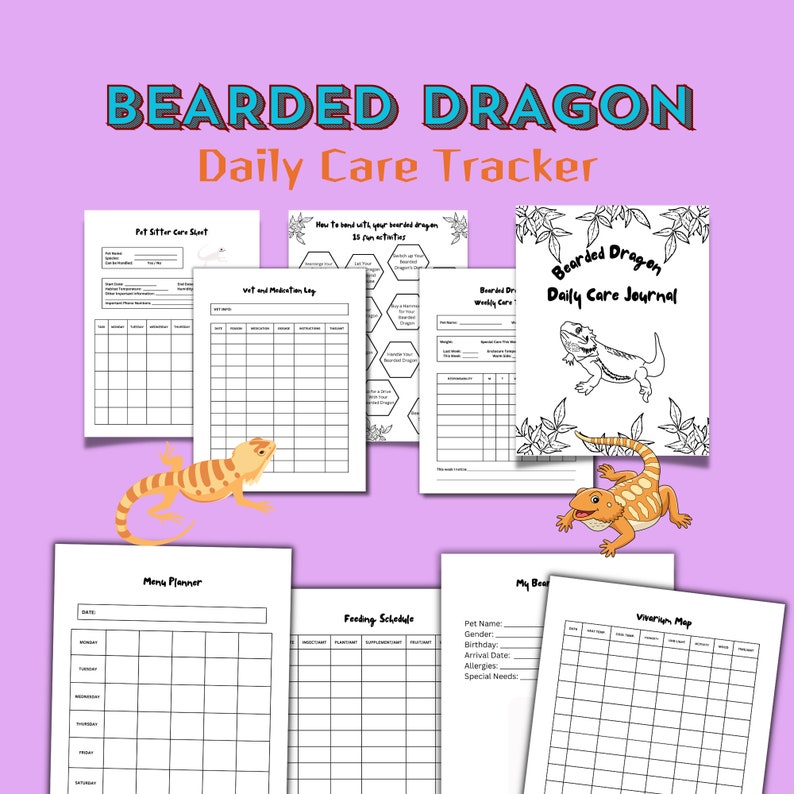 Printable Bearded Dragon Care Tracker, Bearded Dragon Chore Chart ...