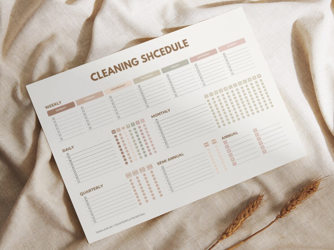 Minimalistic Boho Themed Cleaning Schedule, Boho Daily Weekly Monthly ...