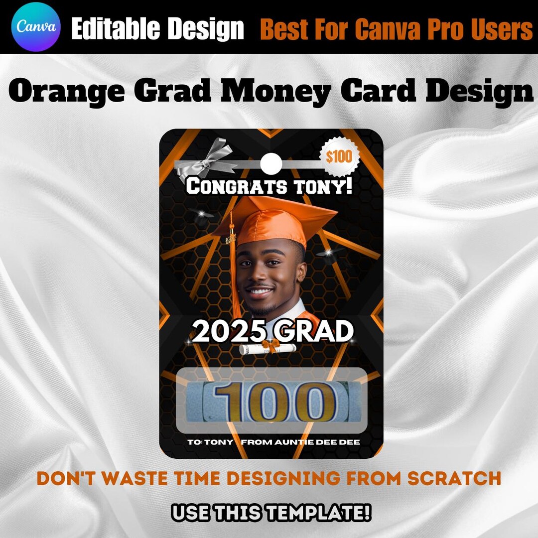 Editable Grad Money Card Design: Canva Template (digital Download) - Etsy