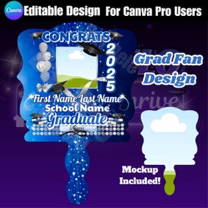 Blue Graduation Fan Template 2025: Editable Canva Design (digital ...