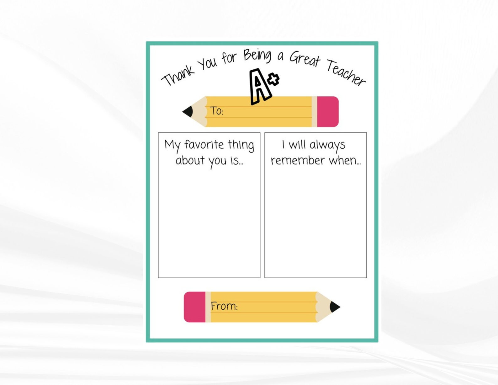 Teacher Appreciation Week Printable Note, Teacher Appreciation Notes ...