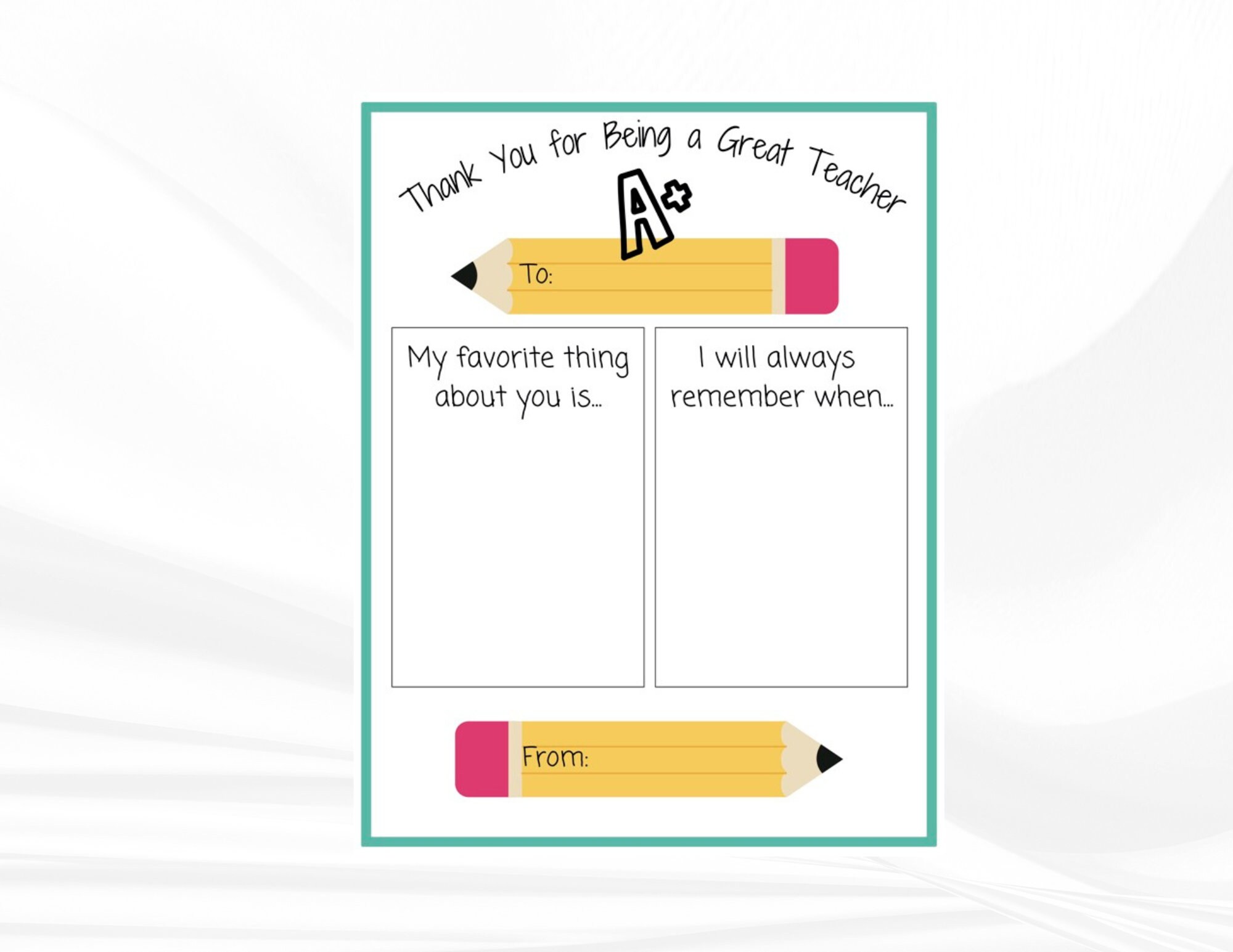 Teacher Appreciation Week Printable Note, Teacher Appreciation Notes ...