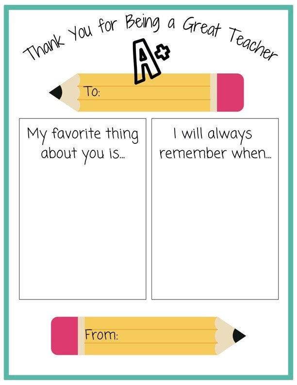Teacher Appreciation Week Printable Note, Teacher Appreciation Notes ...