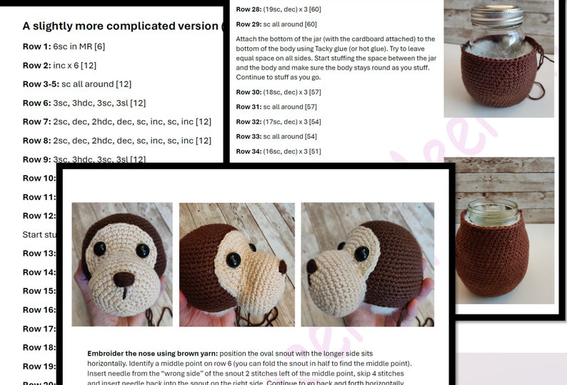 Monkey Stash Jar Crochet Pattern PDF Only Mason Jar Cover - Etsy