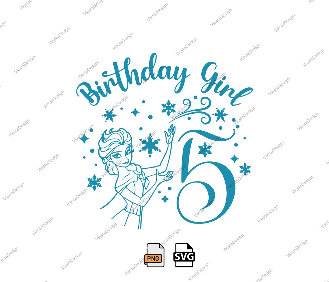 Elsa 5th Birthday SVG PNG, Queen Elsa Digital Design - Etsy