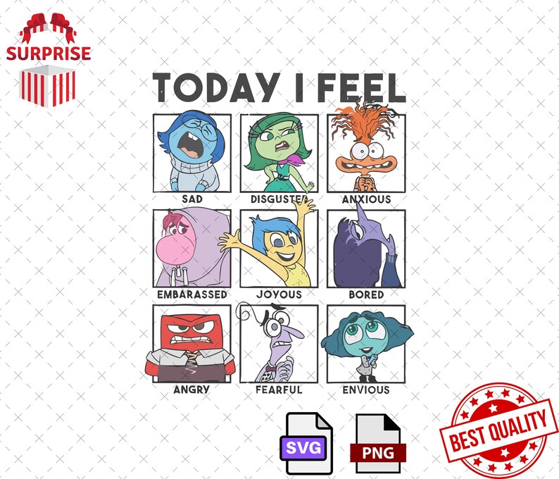 Inside Out 2 PNG SVG, Inside Out 2 Anger, Joy, Disgust, Sadness, Fear ...