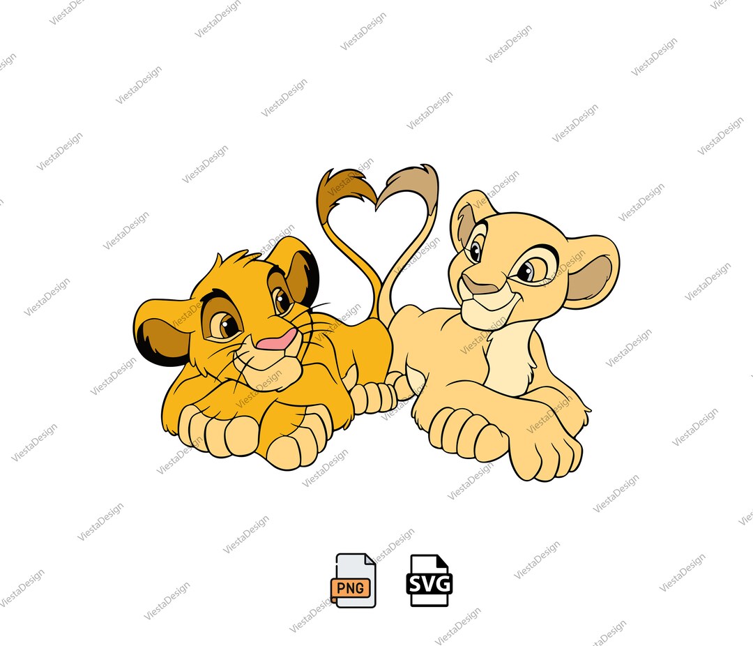 The Lion King Simba and Nala Valentines, Clipart Png Files Digital ...