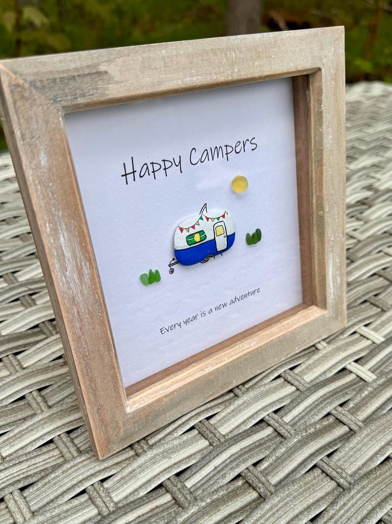 Caravan Pebble Art | Campers | Caravan Gift | Framed Caravan Art ...
