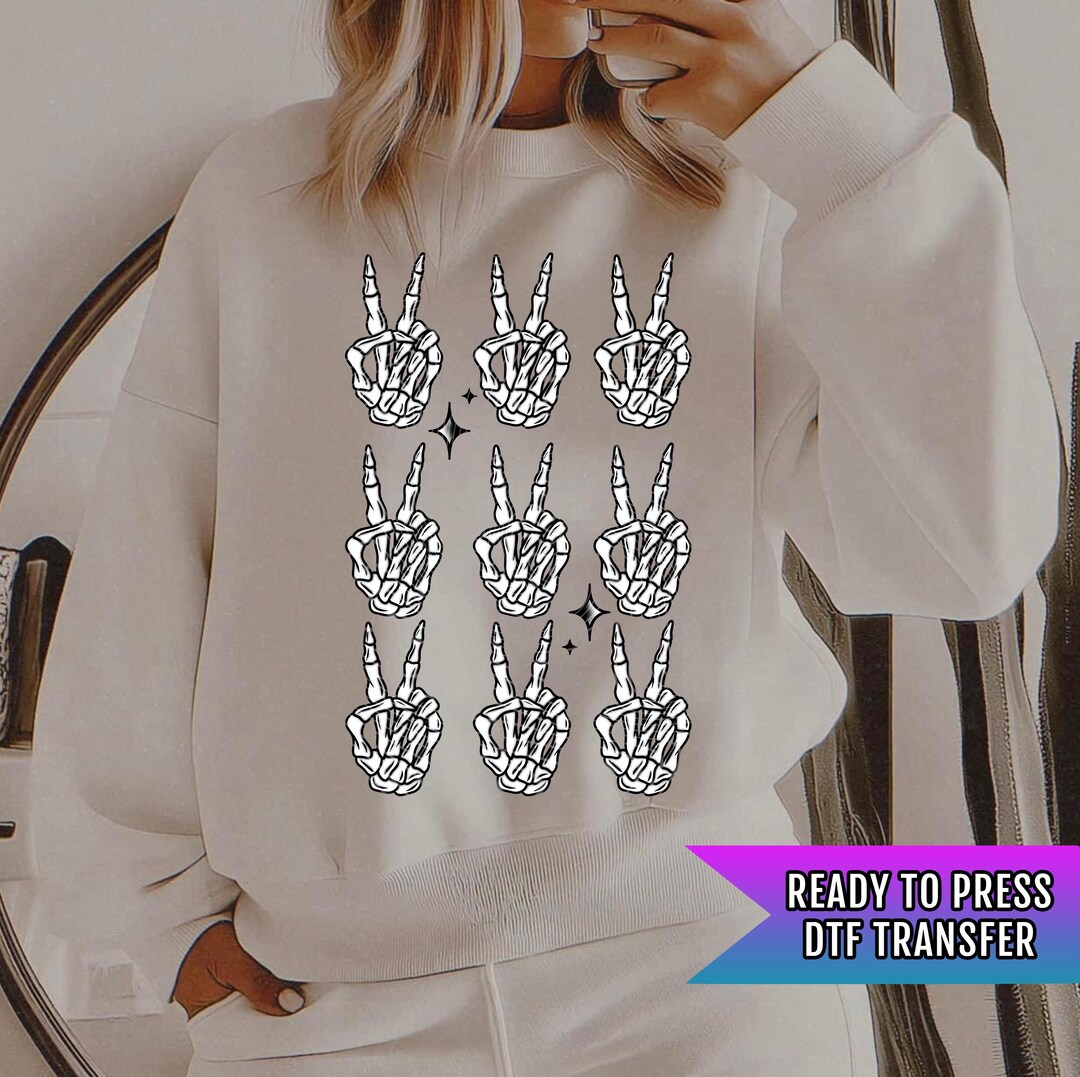 Skeleton Hand DTF Transfers Ready for Press, Dtf Prints, Skeleton DTF ...