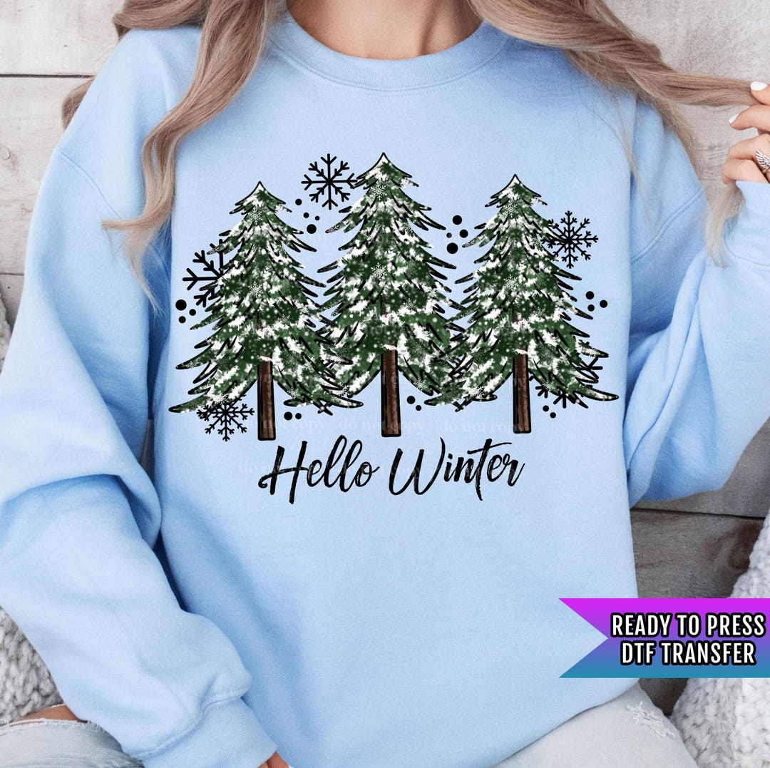 Hello Winter DTF Transfers Ready for Press, Christmas DTF Prints, Heat ...