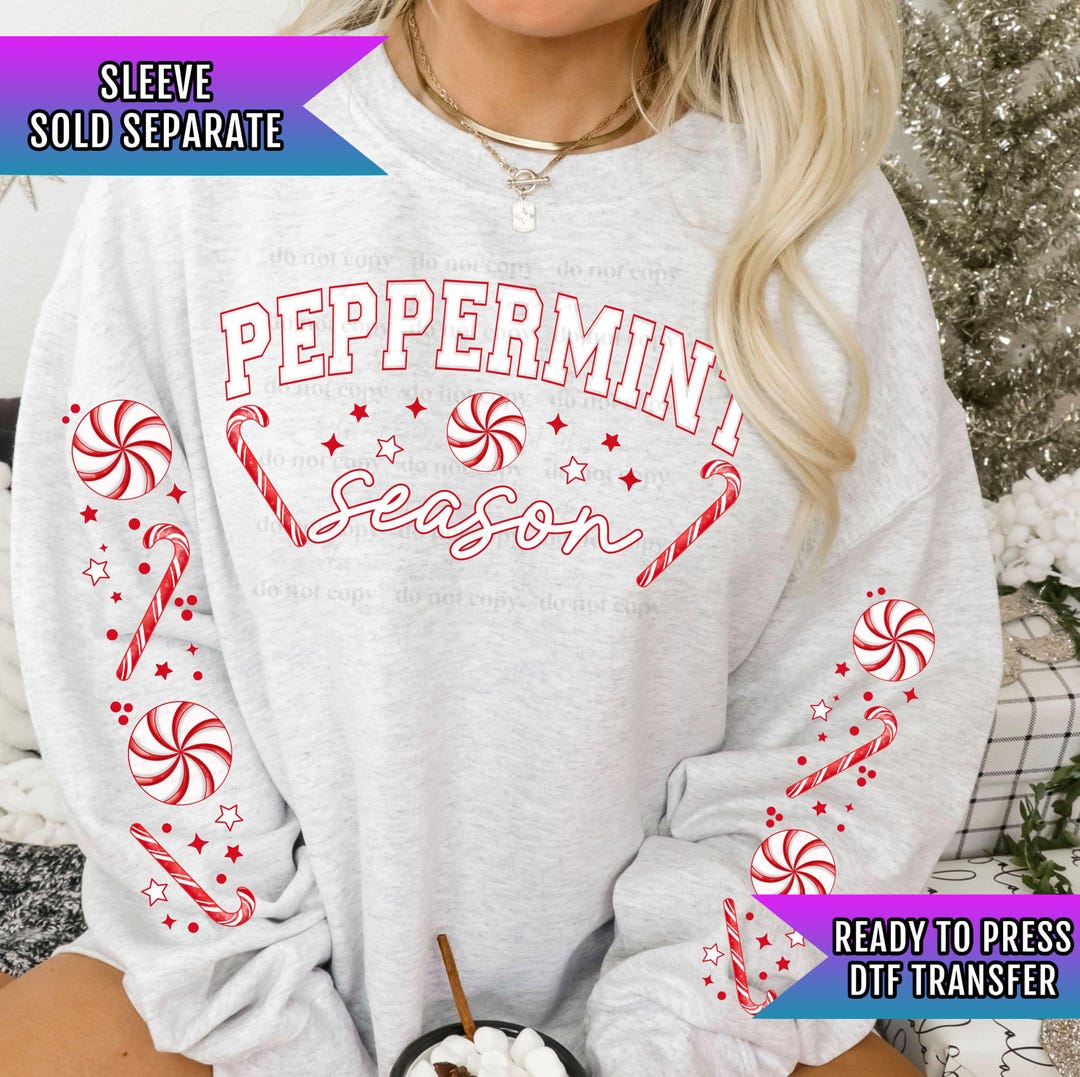 Peppermint Season DTF Transfers Ready for Press, Christmas DTF Prints ...