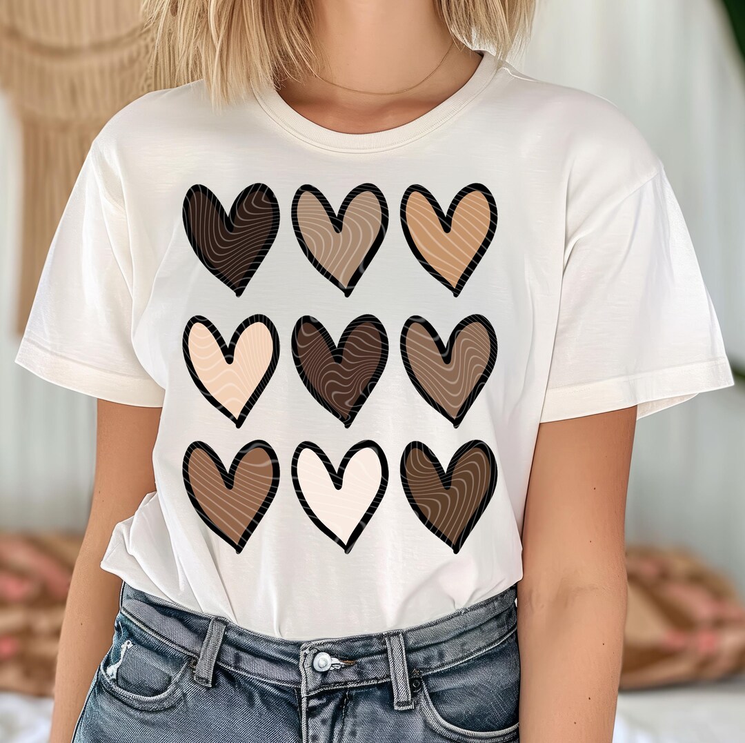 Skin Tone Hearts DTF Transfer Ready for Press, Happy Valentine's Day ...