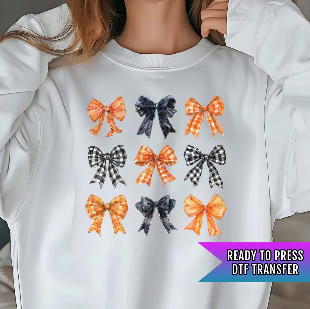 Fall Bows DTF Transfers, Fall DTF Transfer Ready for Press, Heat Press ...