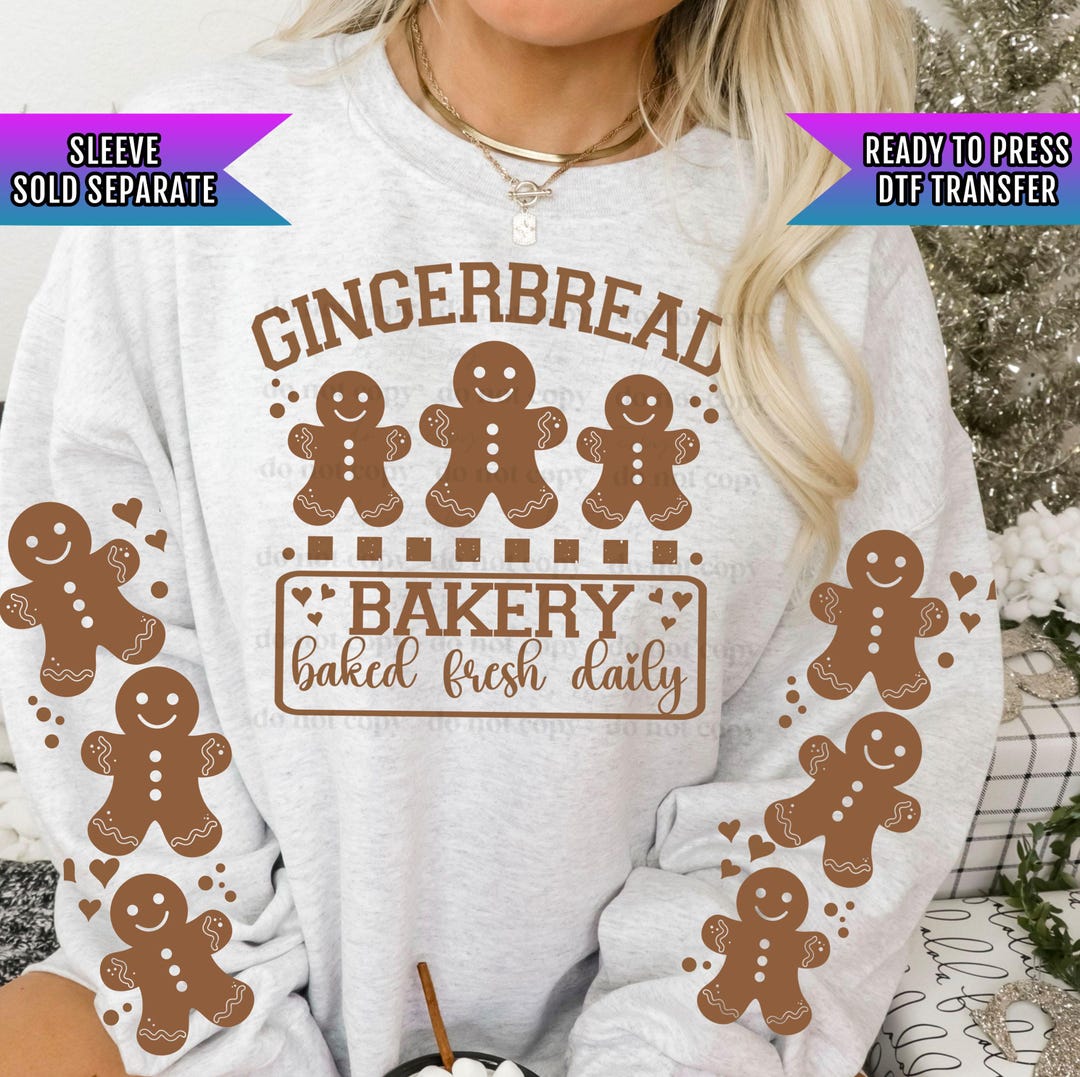 Gingerbread Bakery DTF Transfers Ready for Press, Christmas Baking Club ...