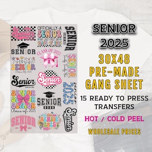 Senior 2025 Gang Sheet, Senior DTF Transfers, DTF Transfer Ready for ...