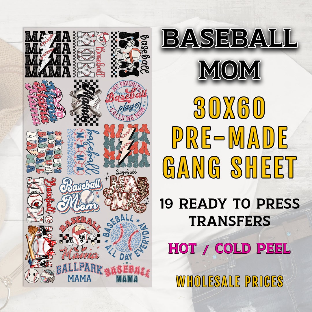 Baseball Mom Gang Sheet, Baseball Mom DTF Transfer, DTF Transfer Ready ...