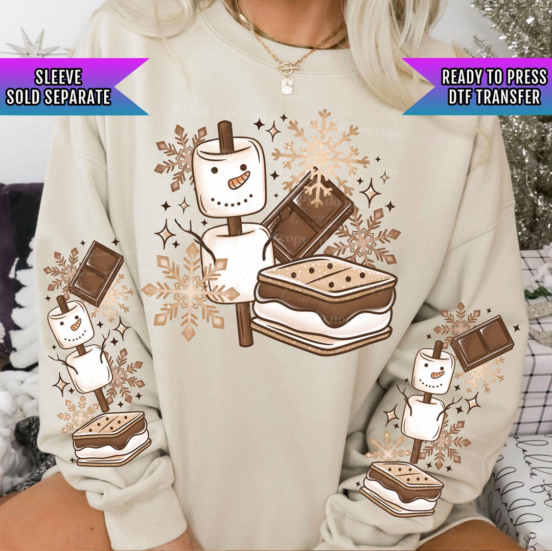 Snowman Smore Christmas DTF Transfers Ready for Press, Merry Christmas ...