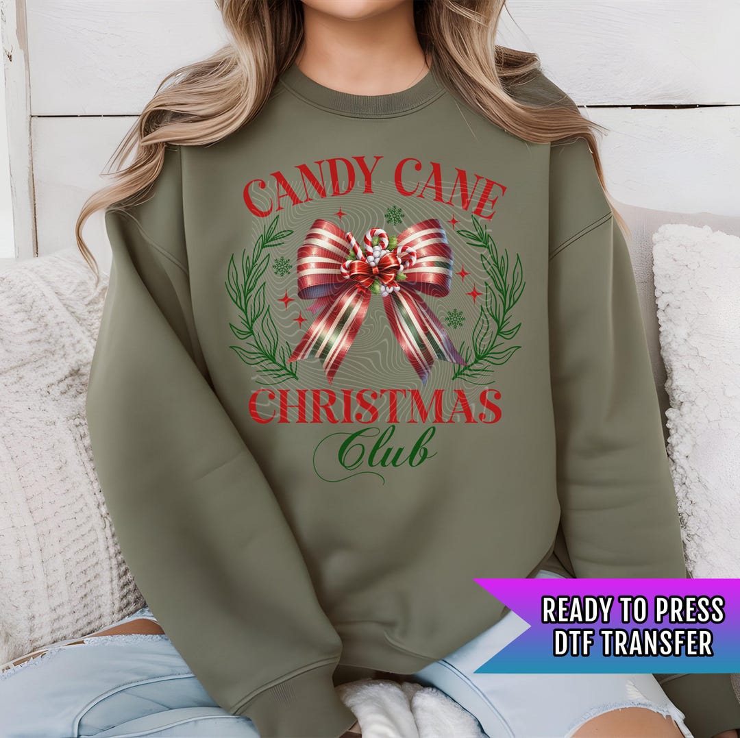 Candy Cane Christmas Club DTF Transfers Ready for Press, Merry ...