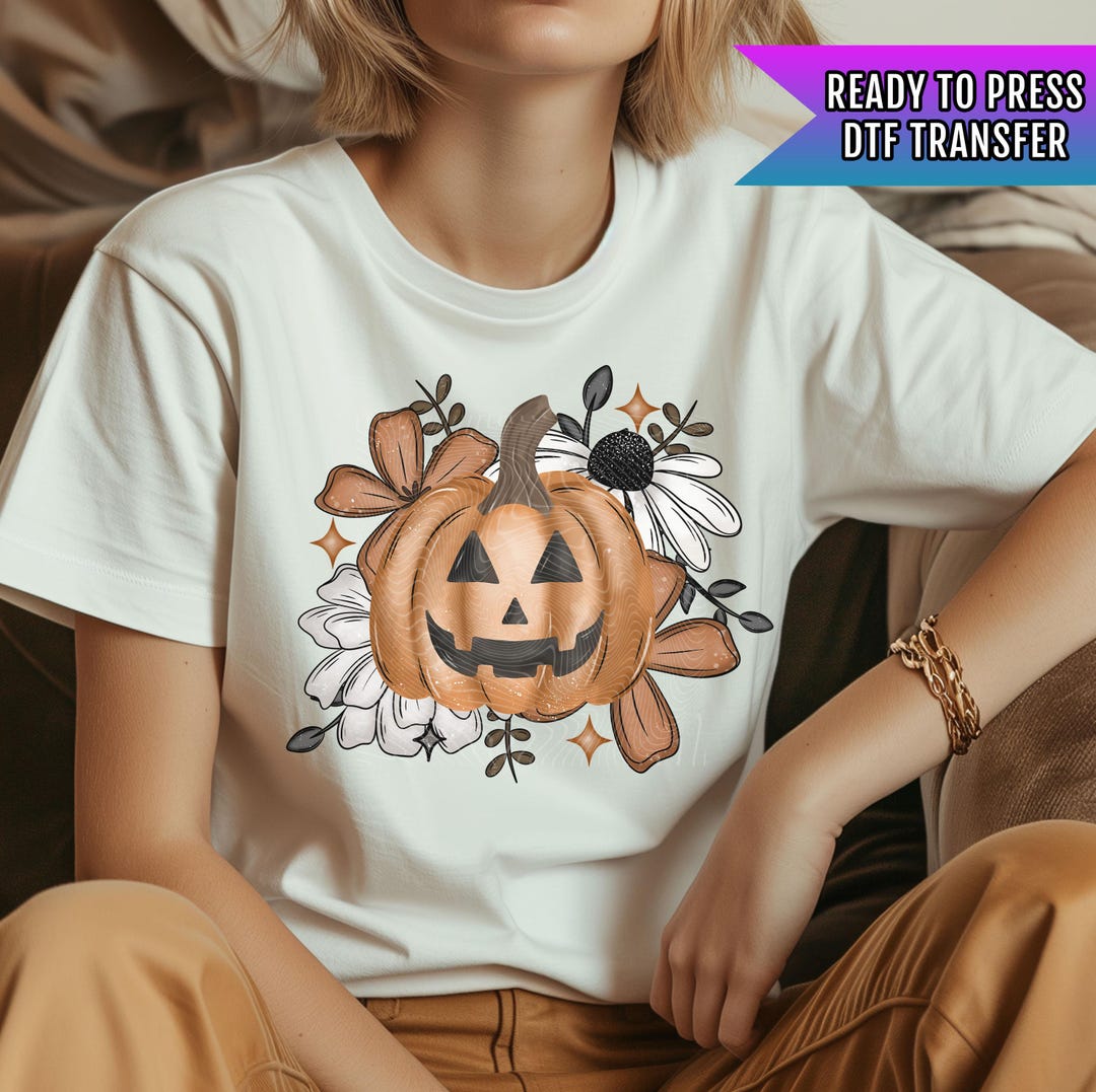 Pumpkin DTF Transfer Ready for Press, Fall DTF Transfer, Autumn DTF ...