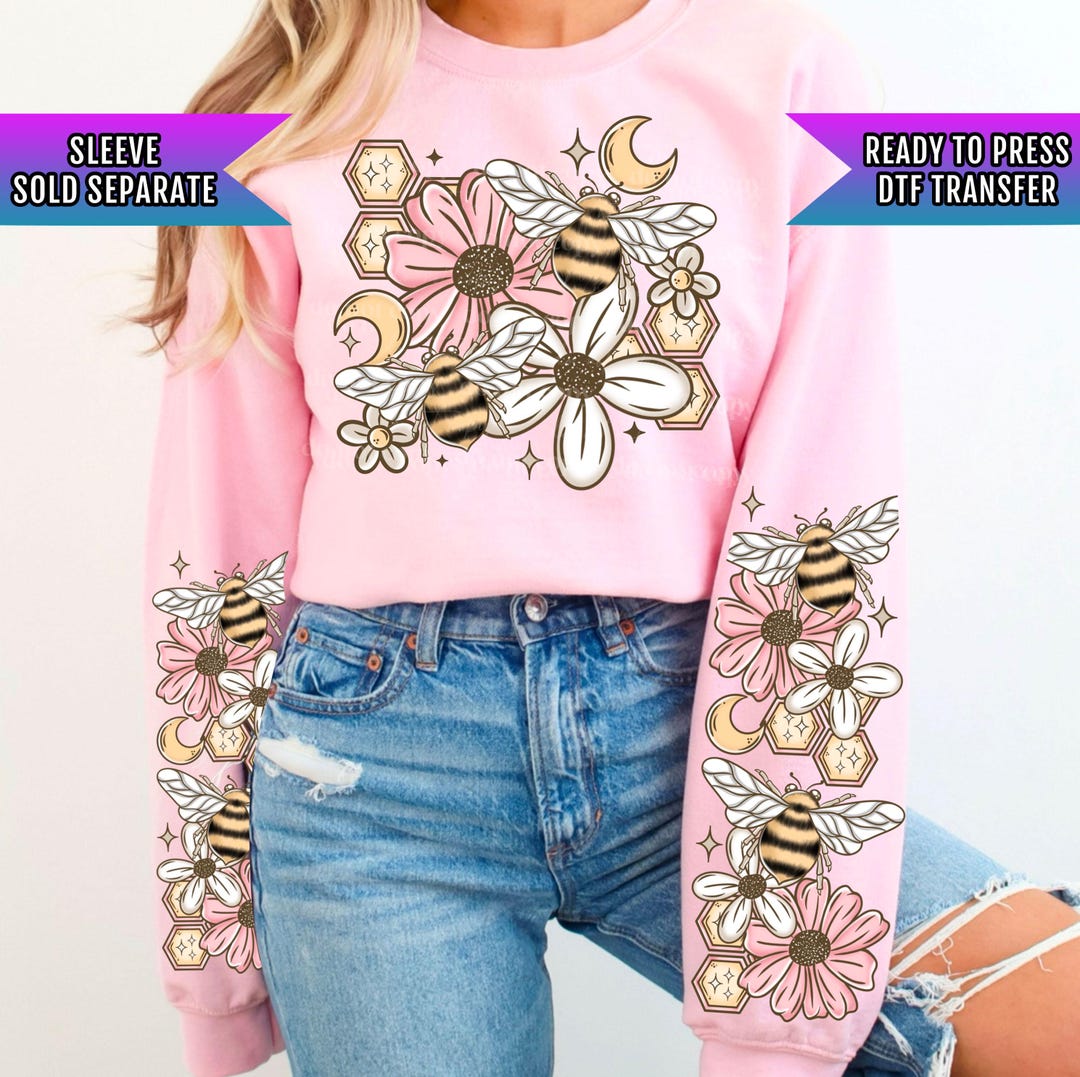 Bees Moons DTF Transfers Ready for Press, Bee Lover DTF Print, Heat ...