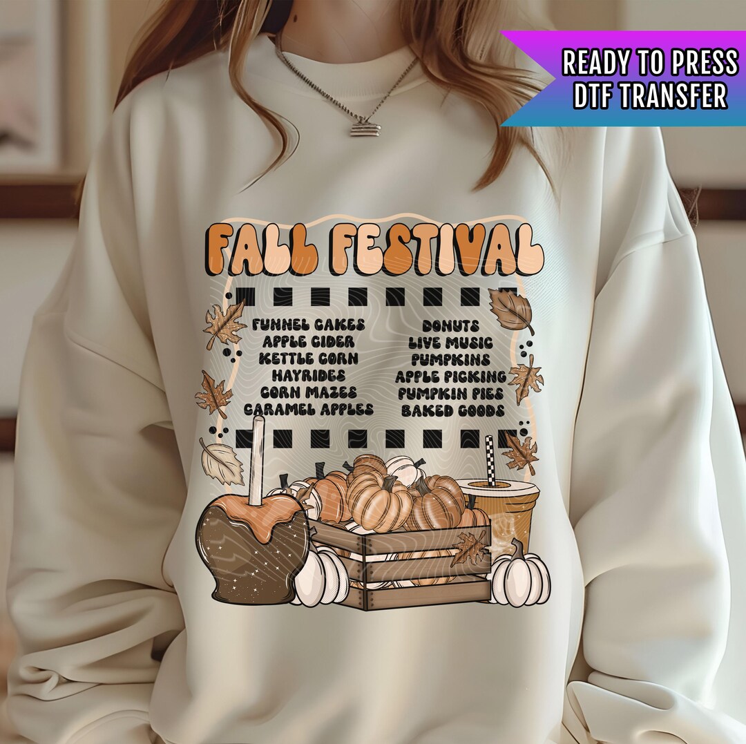 Fall Festival DTF Transfer Ready for Press, Fall DTF Transfers, Autumn ...