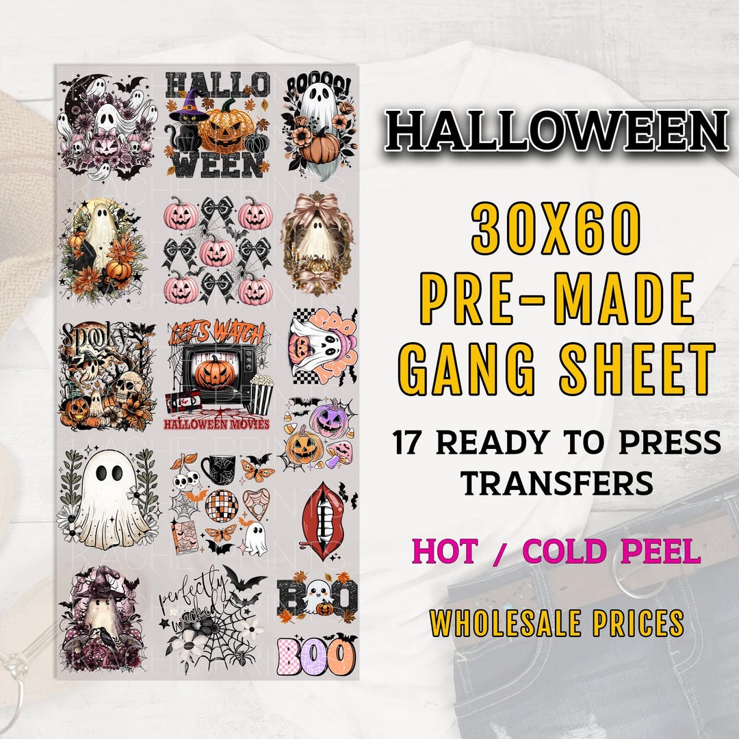 Halloween Gang Sheet, Ghost DTF Transfers, Halloween DTF Transfer Ready ...