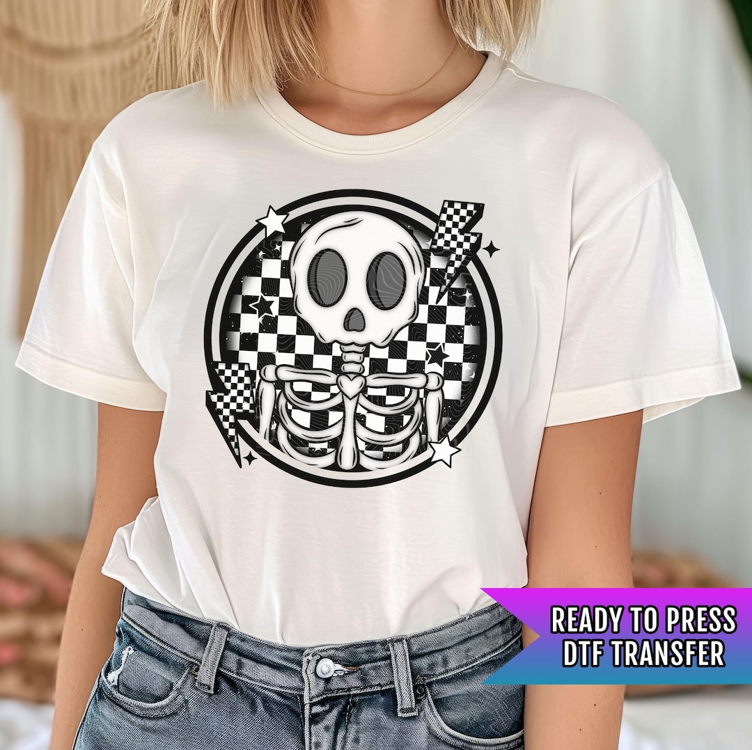 Skeleton DTF Transfer, Skeleton DTF Transfer Ready for Press, Skull DTF ...