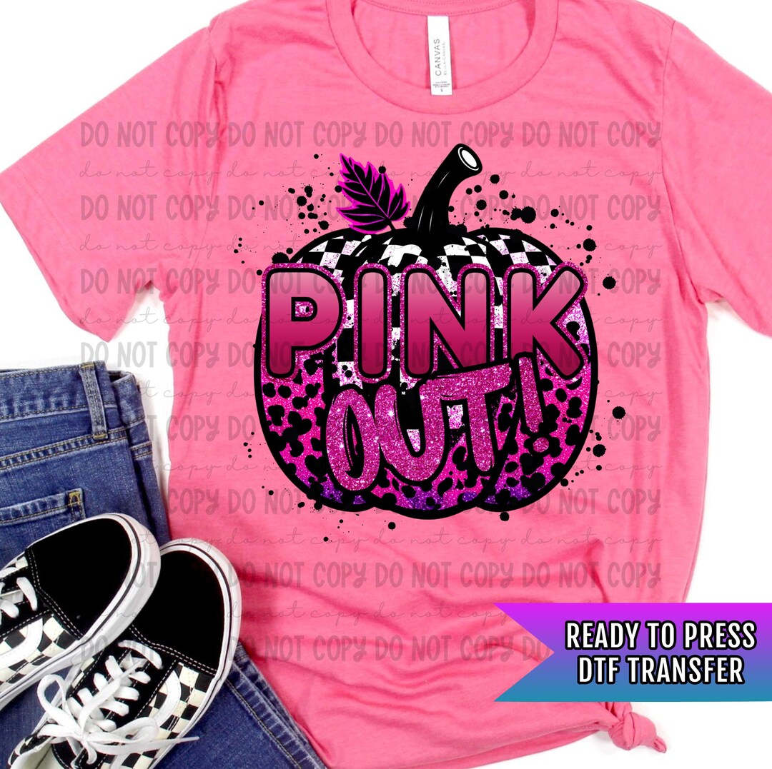 Pink Out Pumpkin DTF Transfers Ready for Press, Pink Pumpkin Breast ...