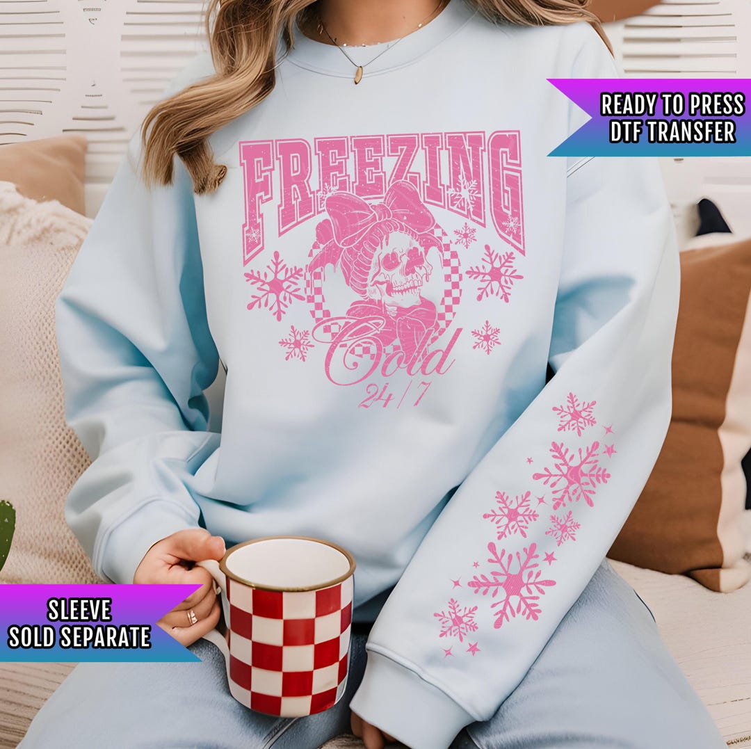 Freezing DTF Transfer Ready for Press, Skeleton DTF Print, Freezing ...