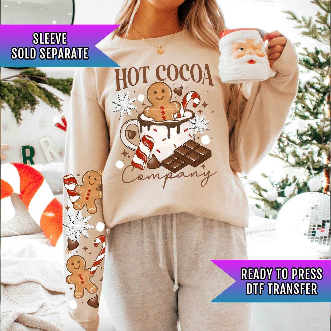 Hot Cocoa Company DTF Transfer Ready for Press, Christmas DTF Print ...