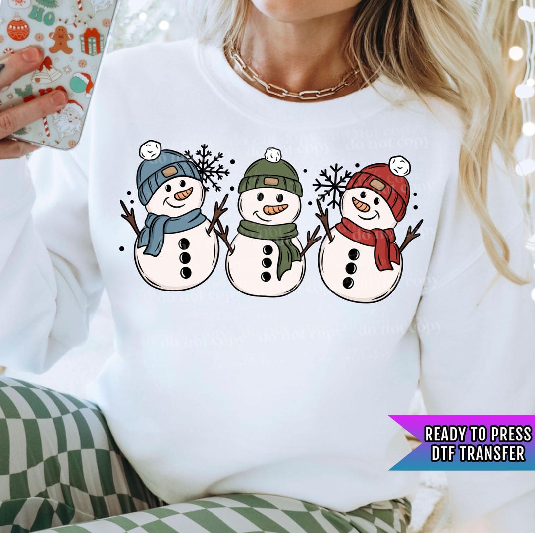 Traditional Snowman DTF Transfer Ready for Press, Christmas Dtf Print ...