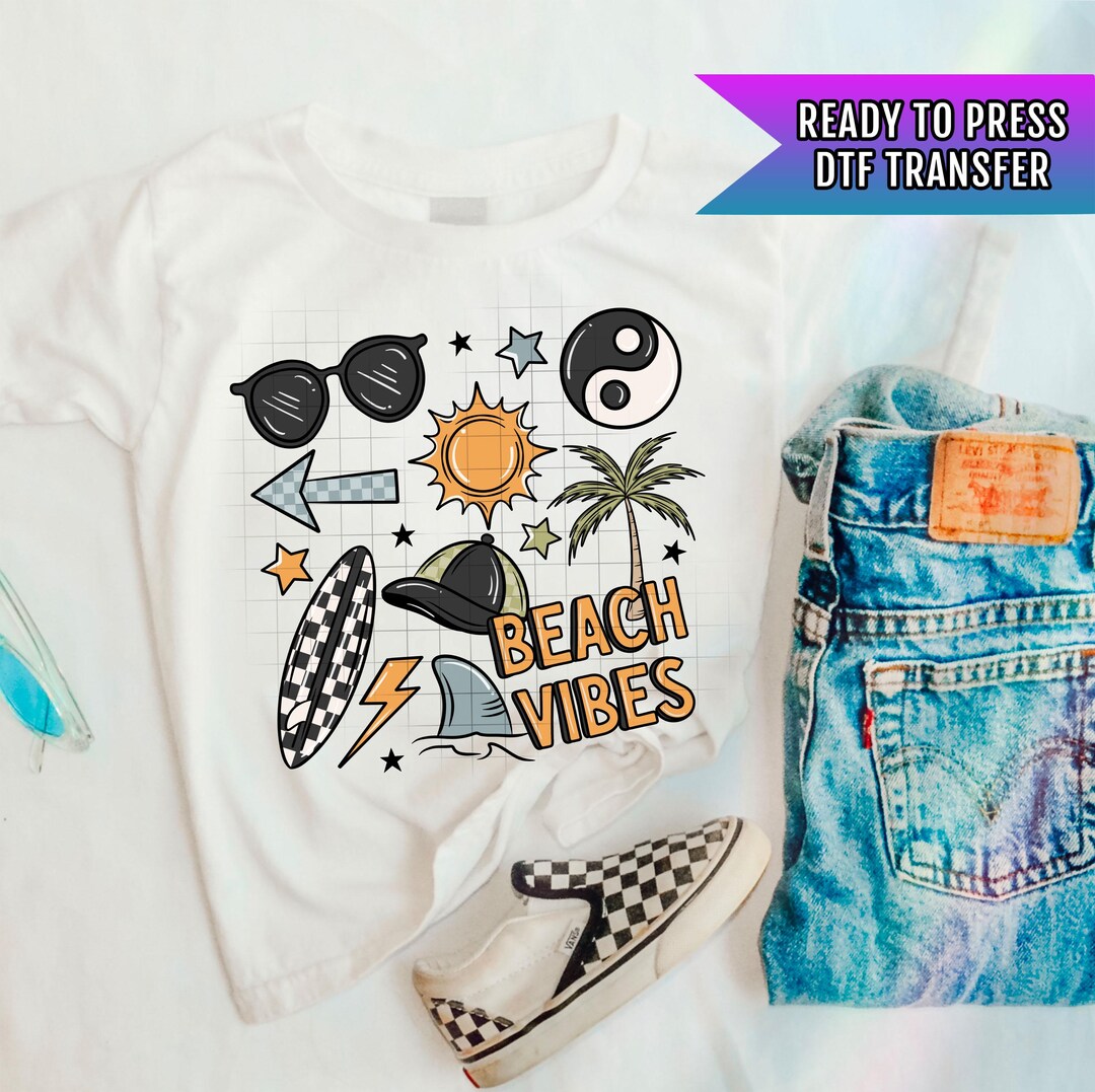 Beach Vibes DTF Transfers, Summer DTF Transfers Ready for Press, Summer ...
