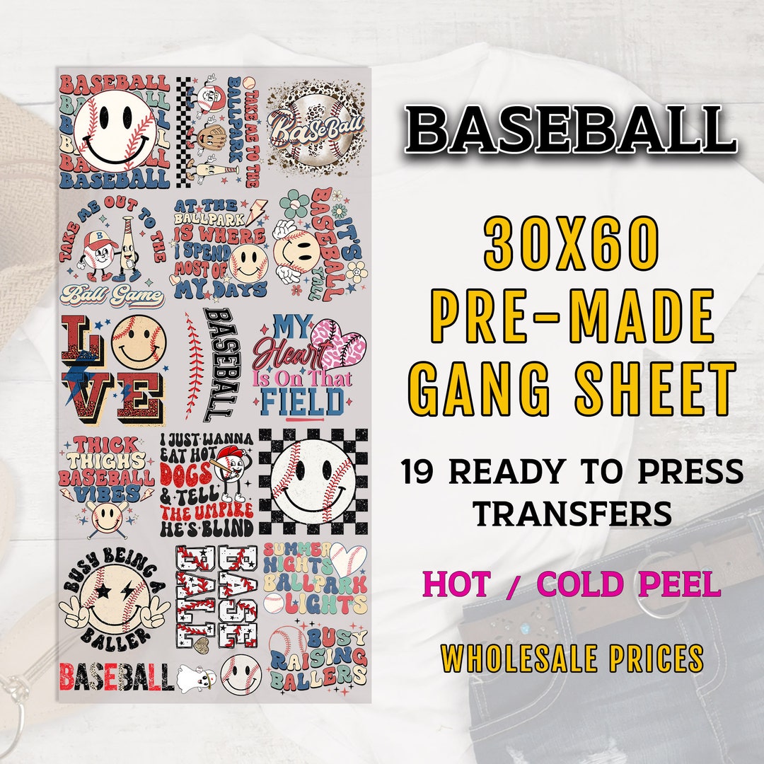 Baseball Gang Sheet, Baseball DTF Transfer, DTF Transfer Ready for ...